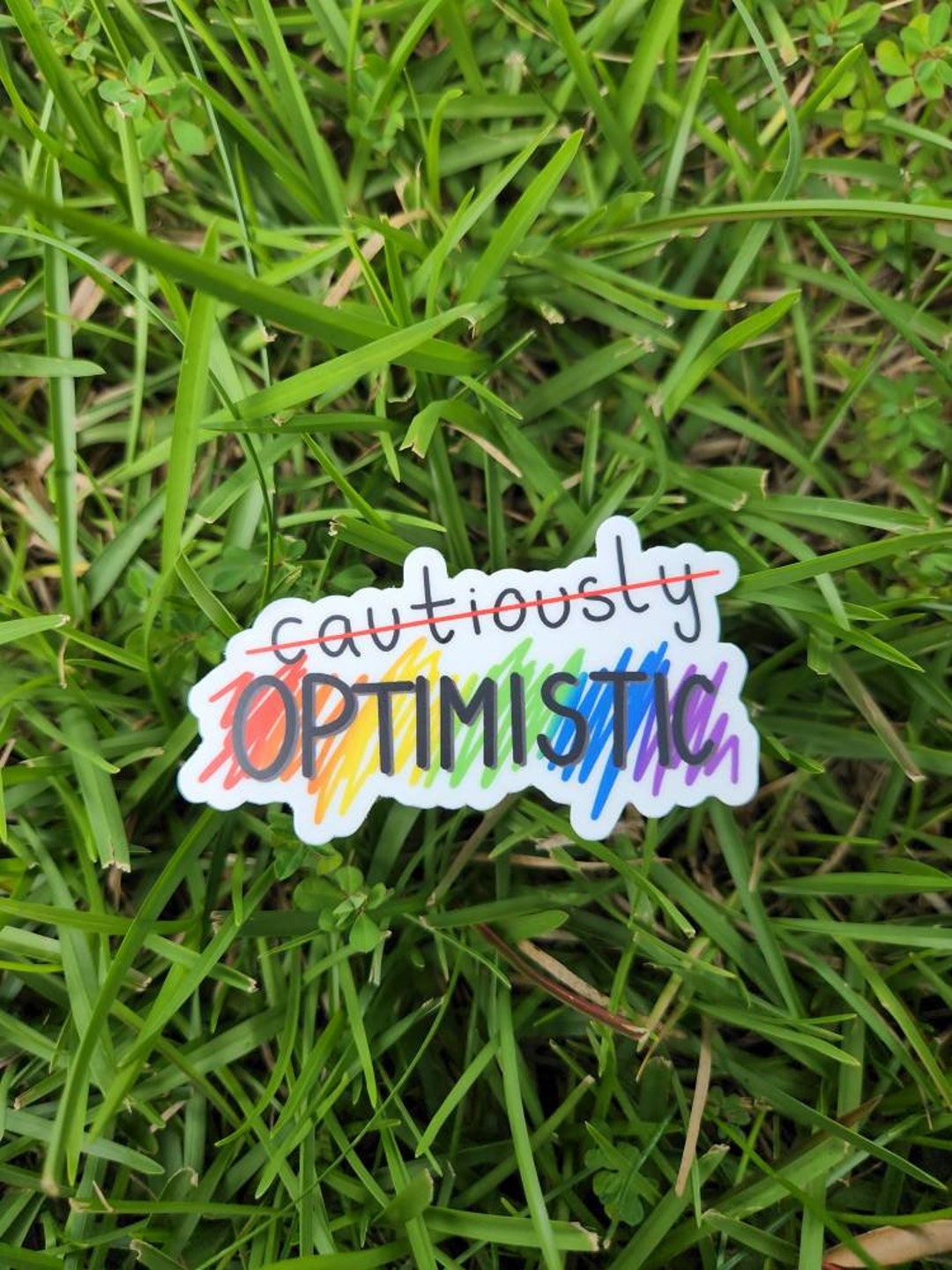 Rainbow Optimistic Vinyl Sticker - Etsy