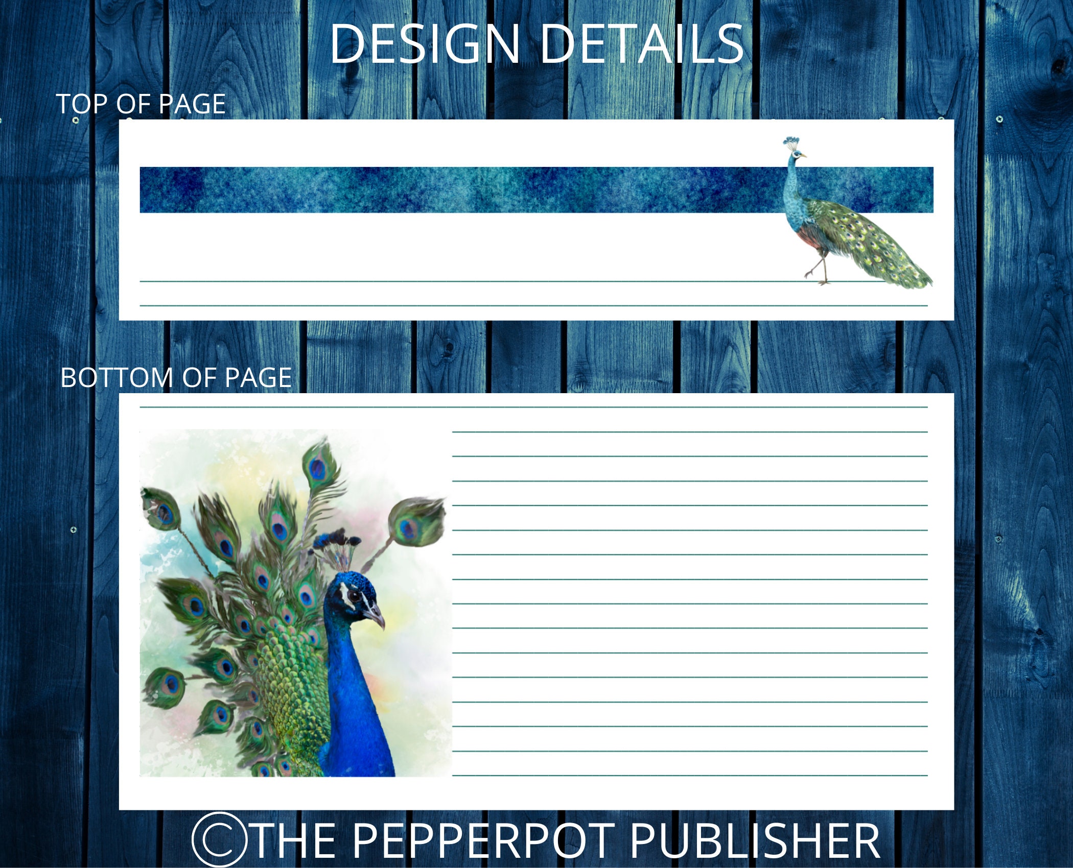JW Letter Writing Stationary Peacock Watercolor instant Download ...