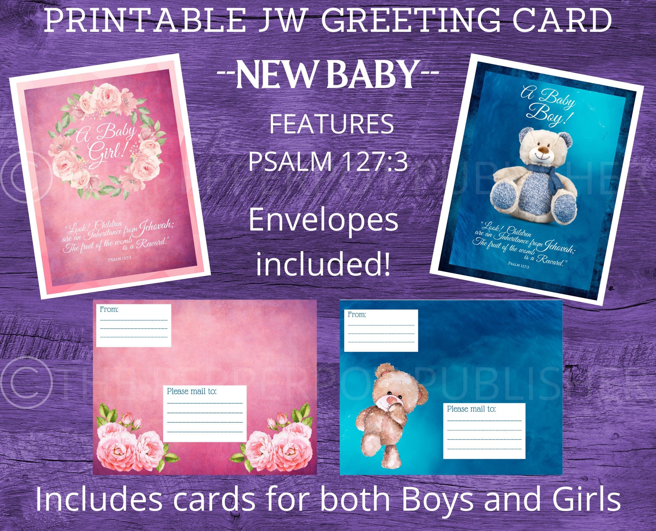 JW Greeting Card New Baby Printable Instant Download - Etsy