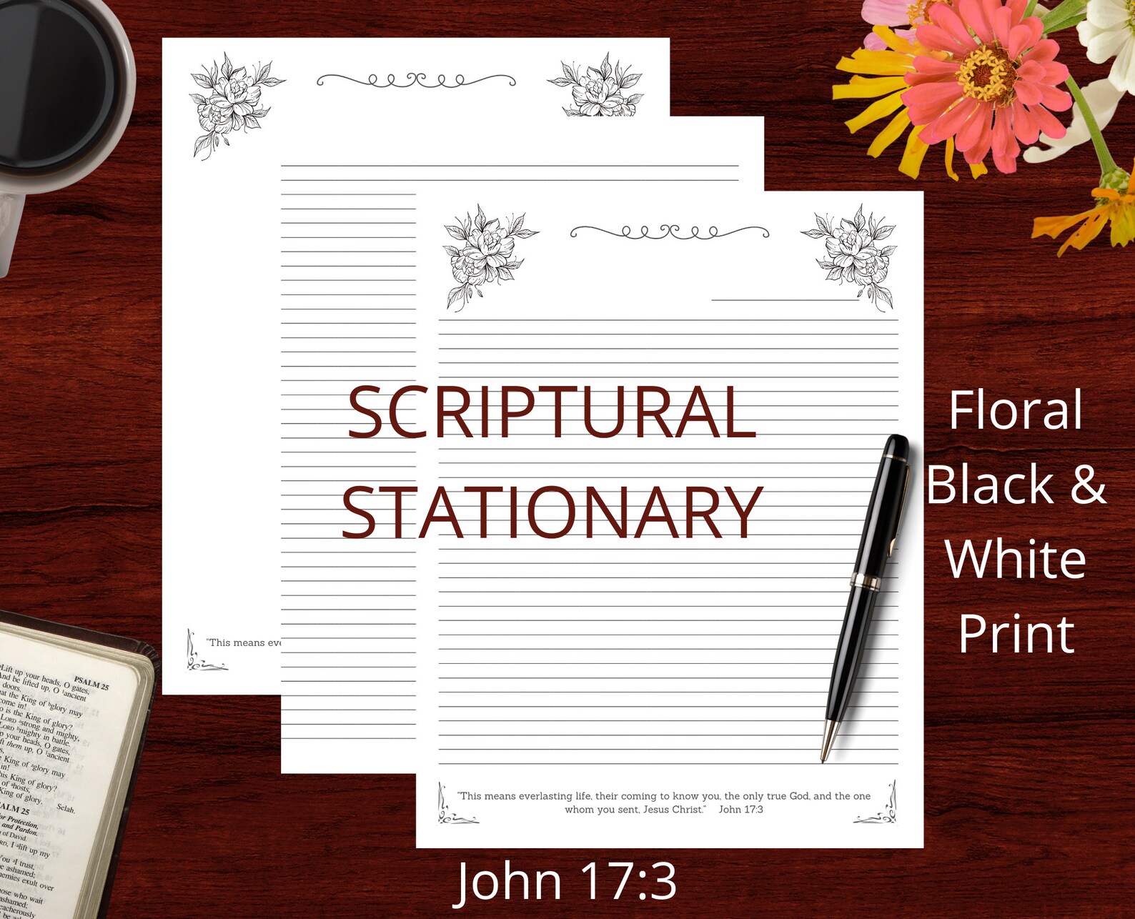 JW Letter Writing Scriptural Stationary Black and White Instant ...