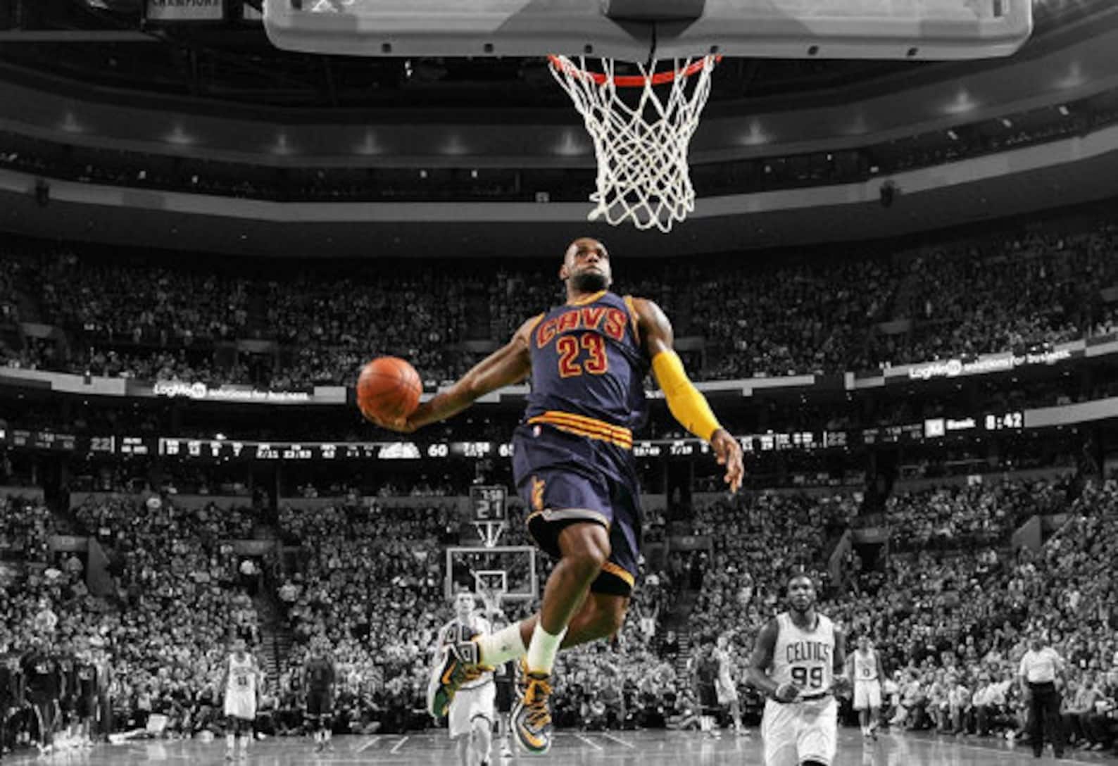 Lebron James Dunk And Cleveland Cavaliers Canvas Print Wall Art Etsy