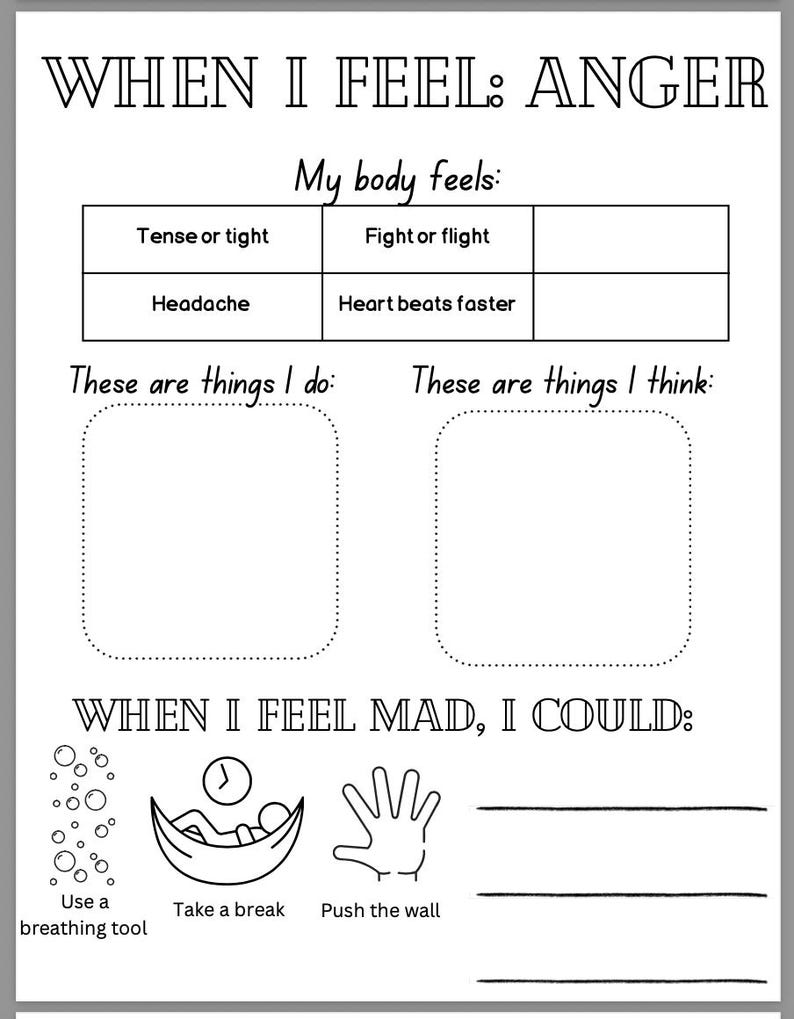Feelings and Coping Worksheet Bundle - Etsy