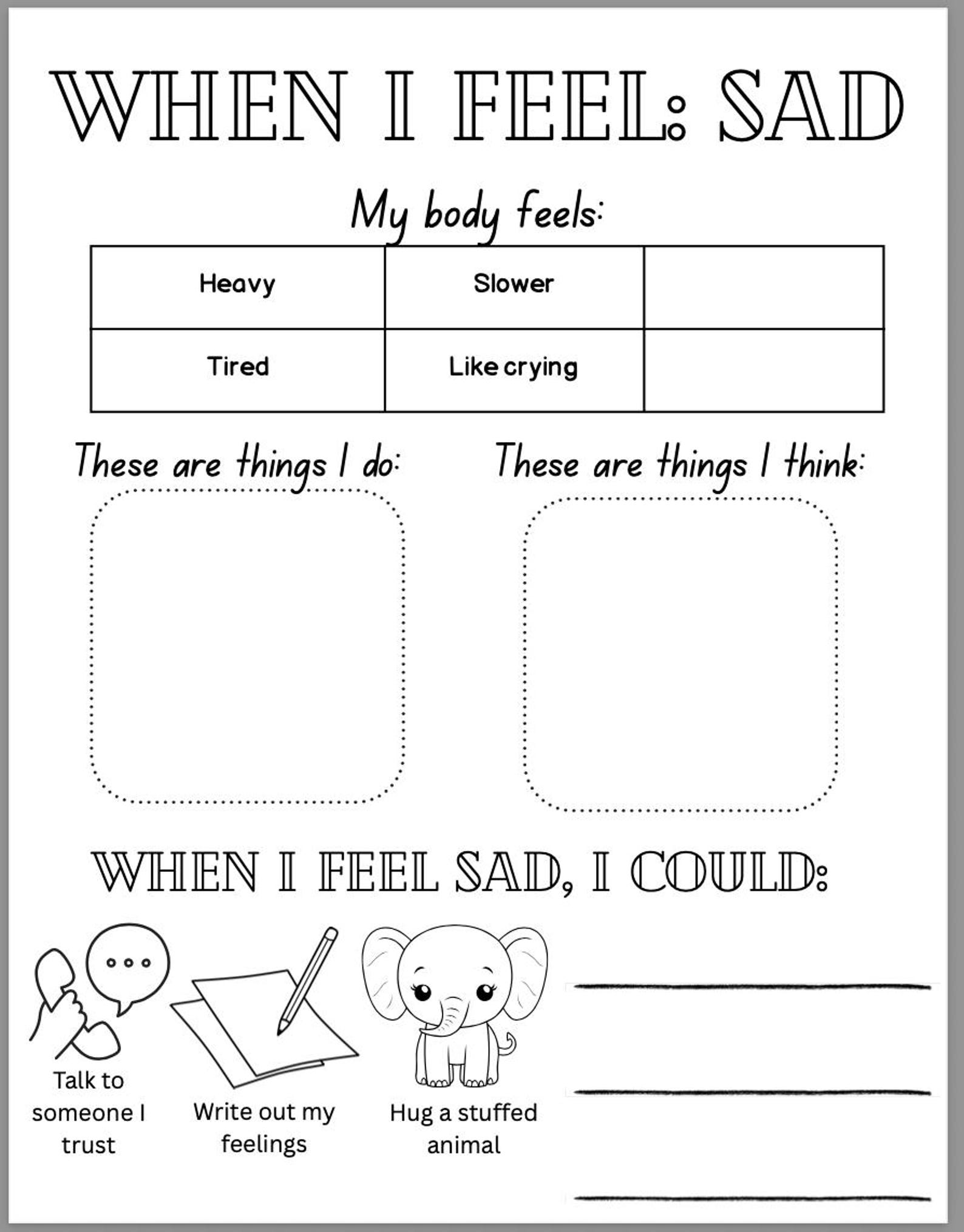 Feelings and Coping Worksheet Bundle - Etsy