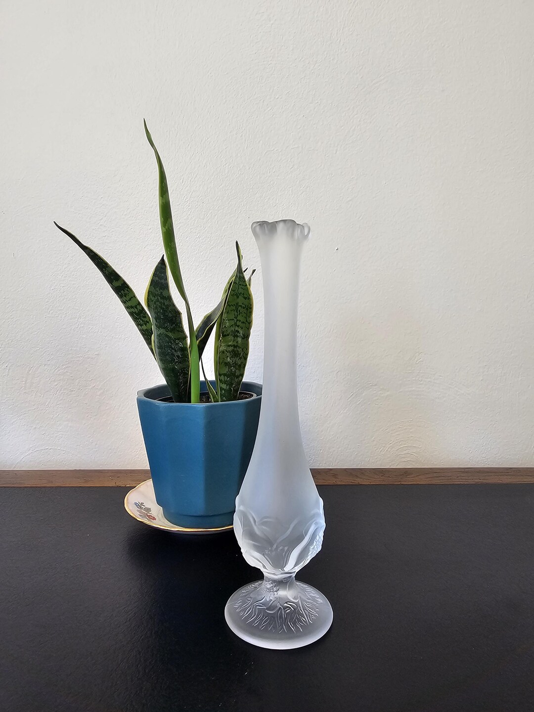 Fenton Lily of the Valley White Satin Glass Bud Vase 9 7/8" Tall ...