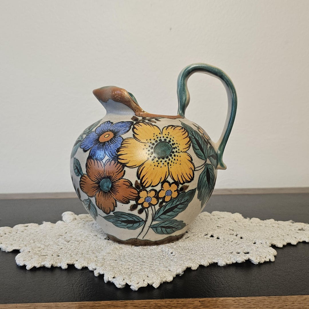 Royal Zuid Holland Gouda Hand Painted Pottery Pitcher | Signed Trea. - Etsy
