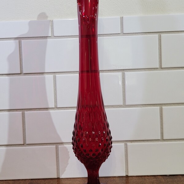 Ruby Red Vase - Etsy