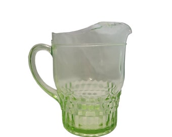 Uranium Glass Vintage Pitcher - Etsy