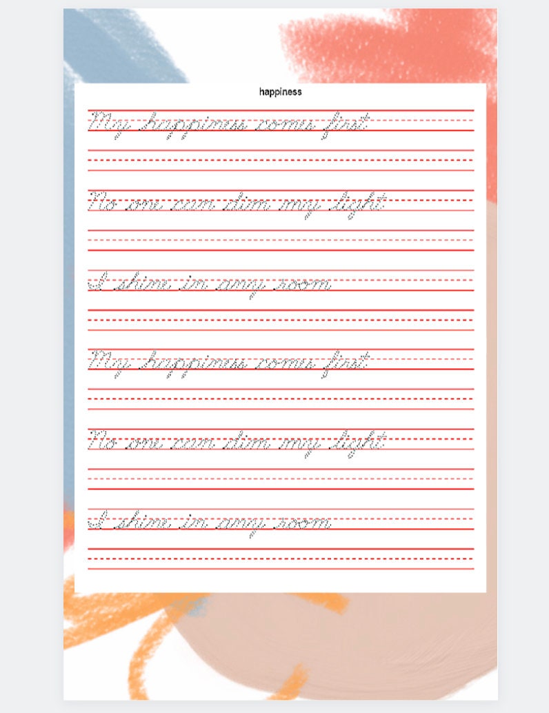 Cursive Writing Worksheets Positive Affirmations Little - Etsy Ireland