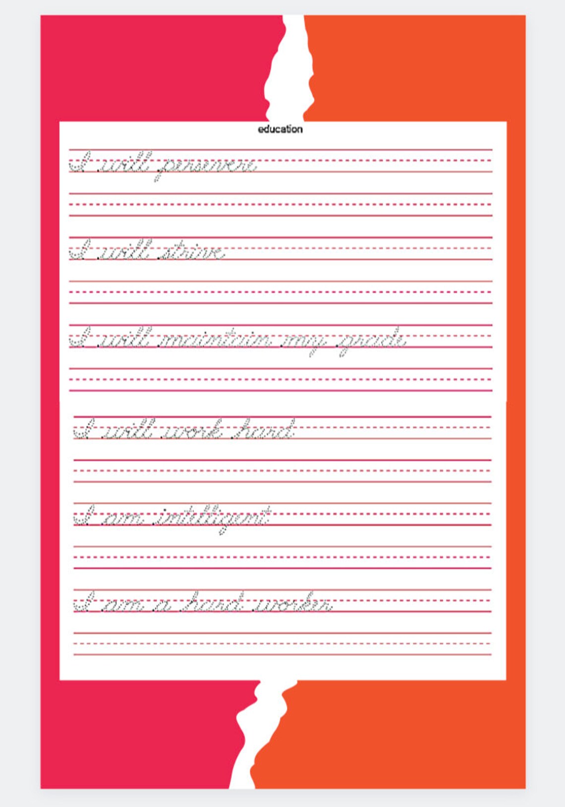 Cursive Writing Worksheets Positive Affirmations Little - Etsy Ireland