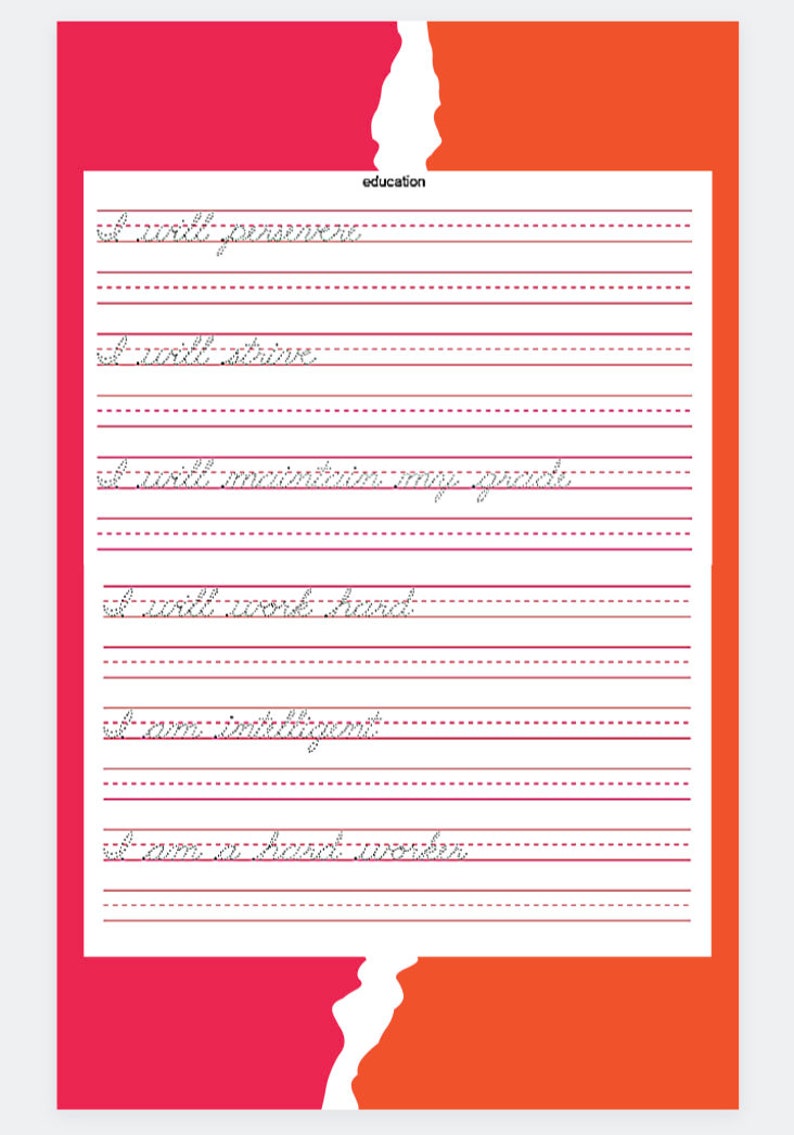 Cursive Writing Worksheets| Positive Affirmations| Little Black Kings ...