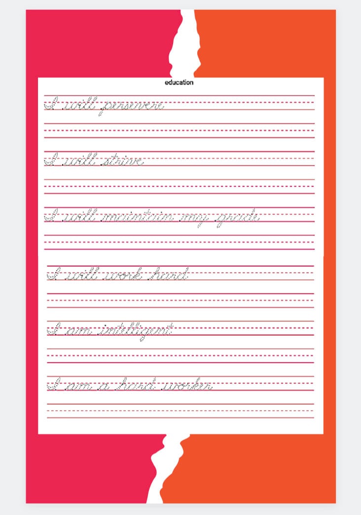 Cursive Writing Worksheets| Positive Affirmations| Little Black Kings ...