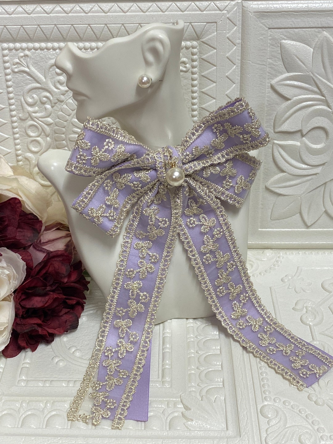 Romantic Lace Bow Brooch - Etsy