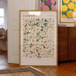Large Daisy Floral Printable Wall Art, Vintage Wall Art, Flower Print ...