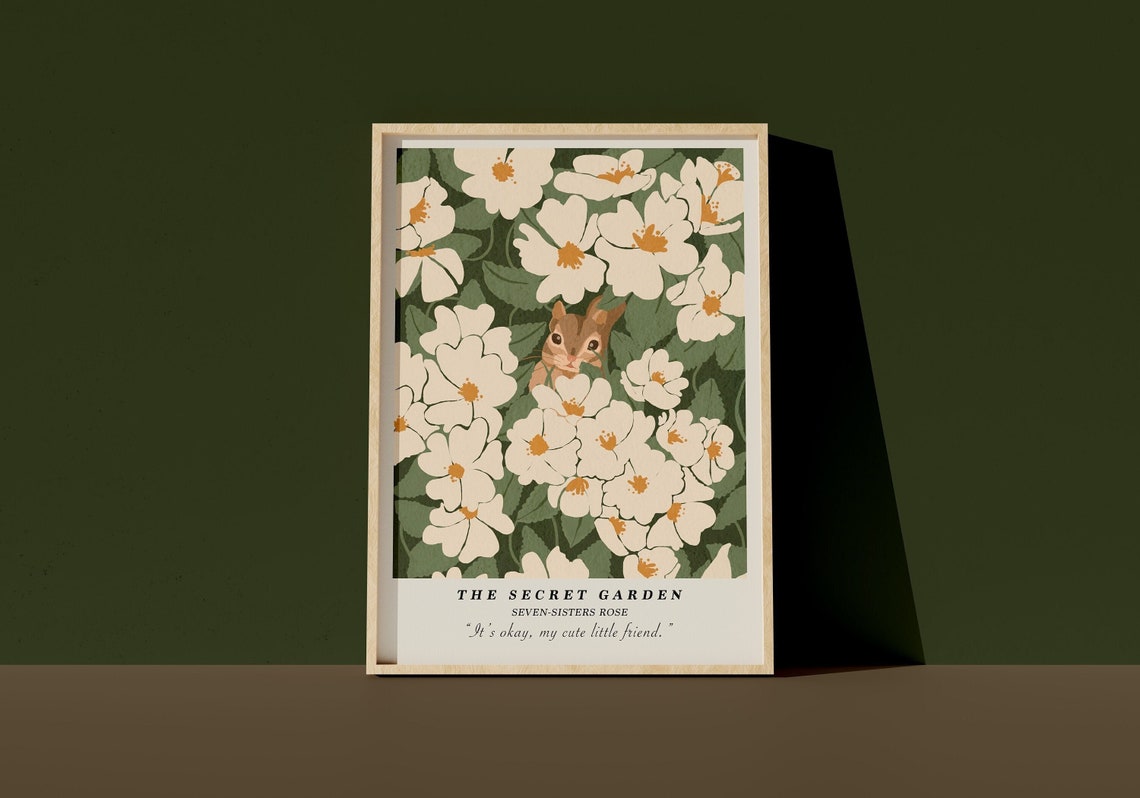 Large White Rose Floral Quote Printable Wall Art Chipmunk - Etsy