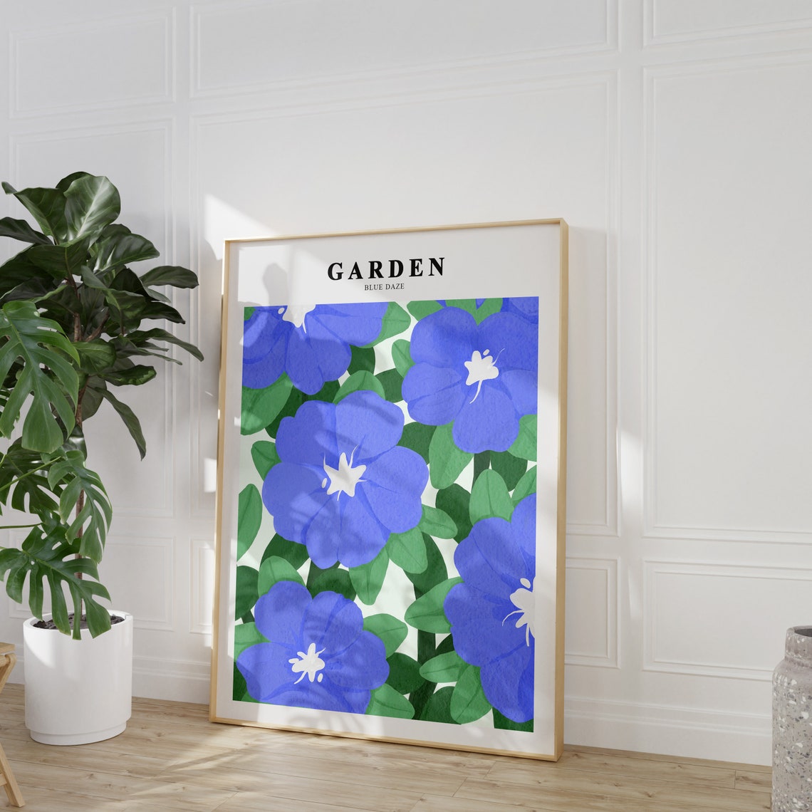 Large Blue Daze Flower Printable Wall Art Vintage Floral Wall - Etsy