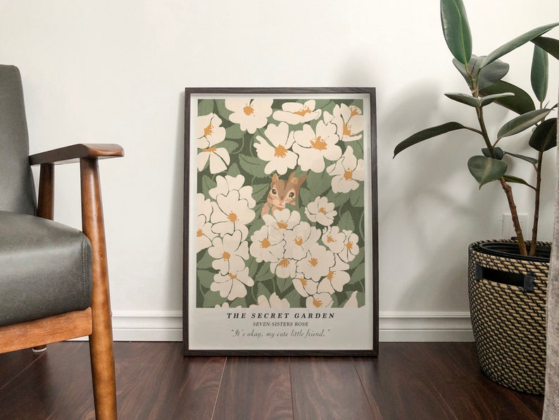 Large White Rose Floral Quote Printable Wall Art, Chipmunk Wall Art ...