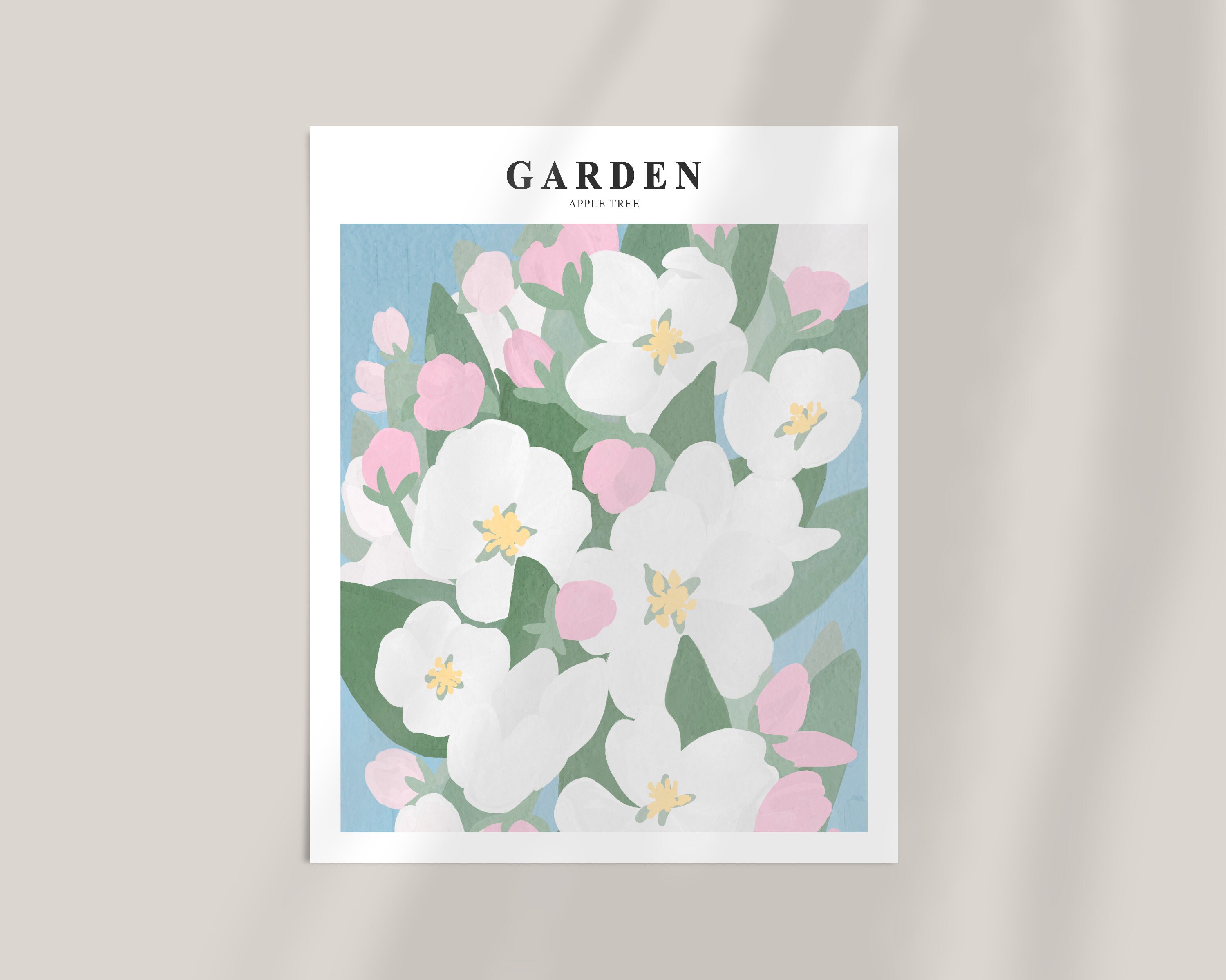 Large Apple Tree Flower Printable Wall Art, Vintage Floral Wall Art ...