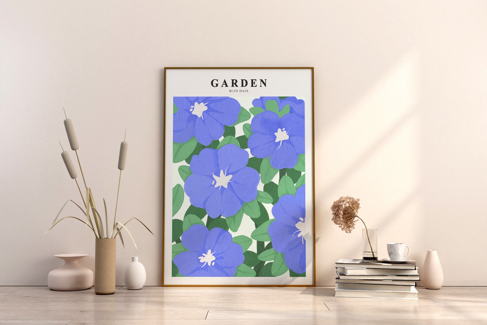 Large Blue Daze Flower Printable Wall Art Vintage Floral Wall - Etsy