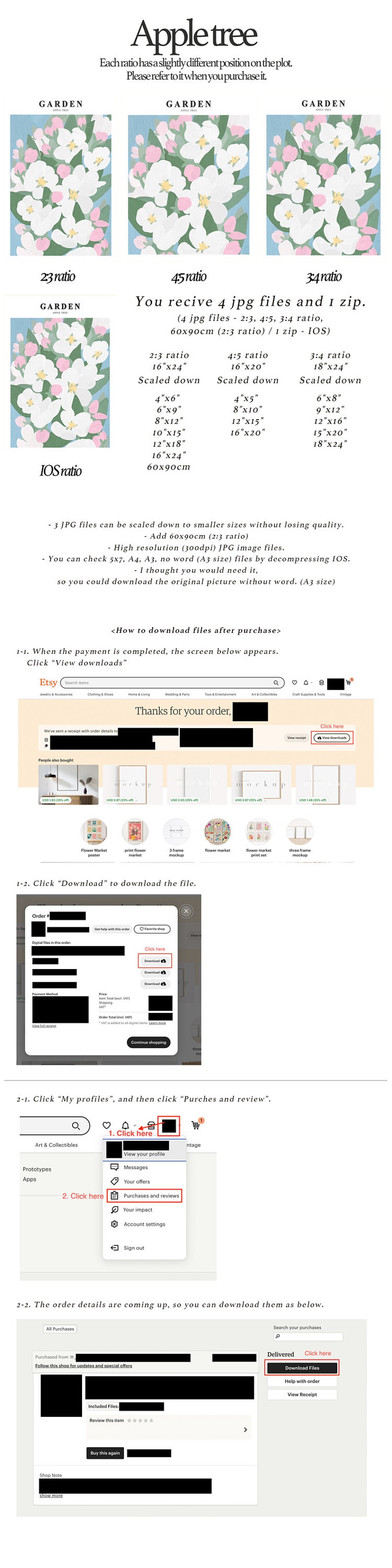 Large Apple Tree Flower Printable Wall Art, Vintage Floral Wall Art ...