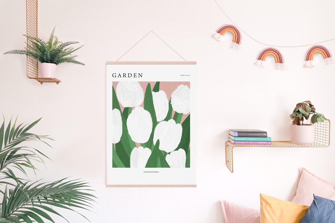 Large Tulip Daytona Floral Printable Wall Art Vintage Wall - Etsy