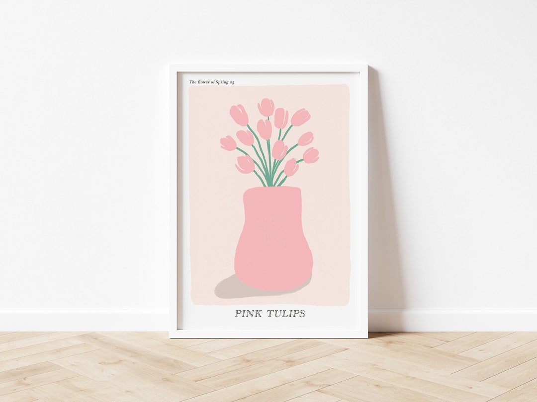 Pink Tulip Spring Flower Printable Wall Art / Poster / Card Instant ...