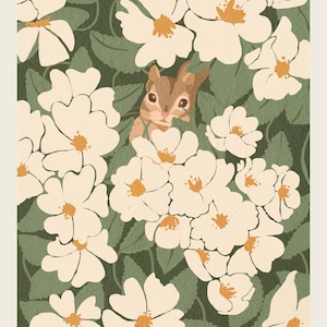 Large White Rose Floral Quote Printable Wall Art, Chipmunk Wall Art ...