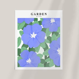 Large Blue Daze Flower Printable Wall Art, Vintage Floral Wall Art ...