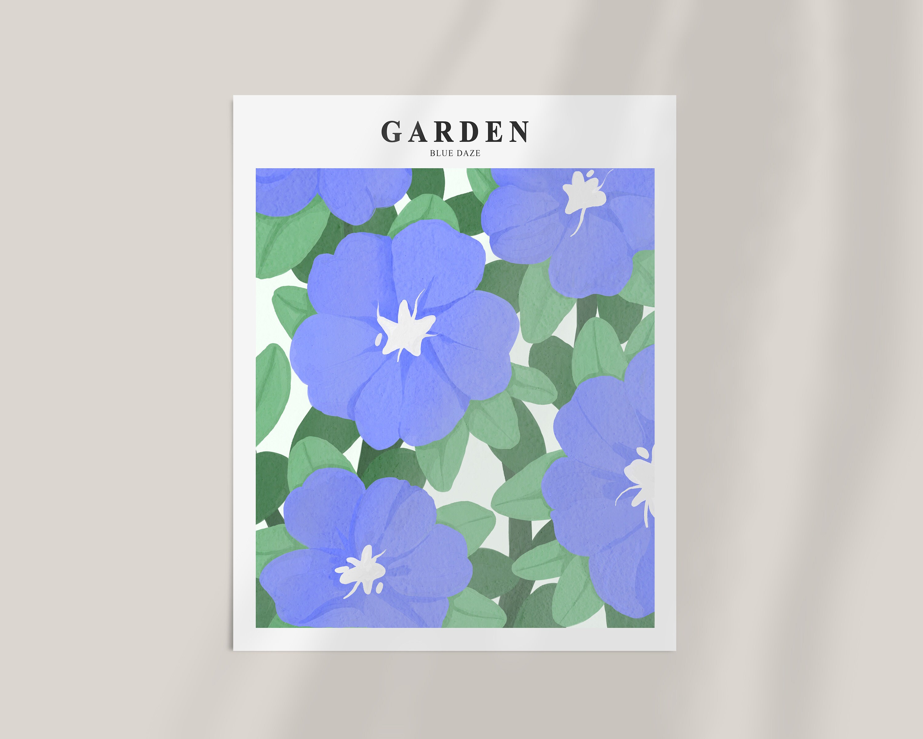 Large Blue Daze Flower Printable Wall Art Vintage Floral Wall - Etsy