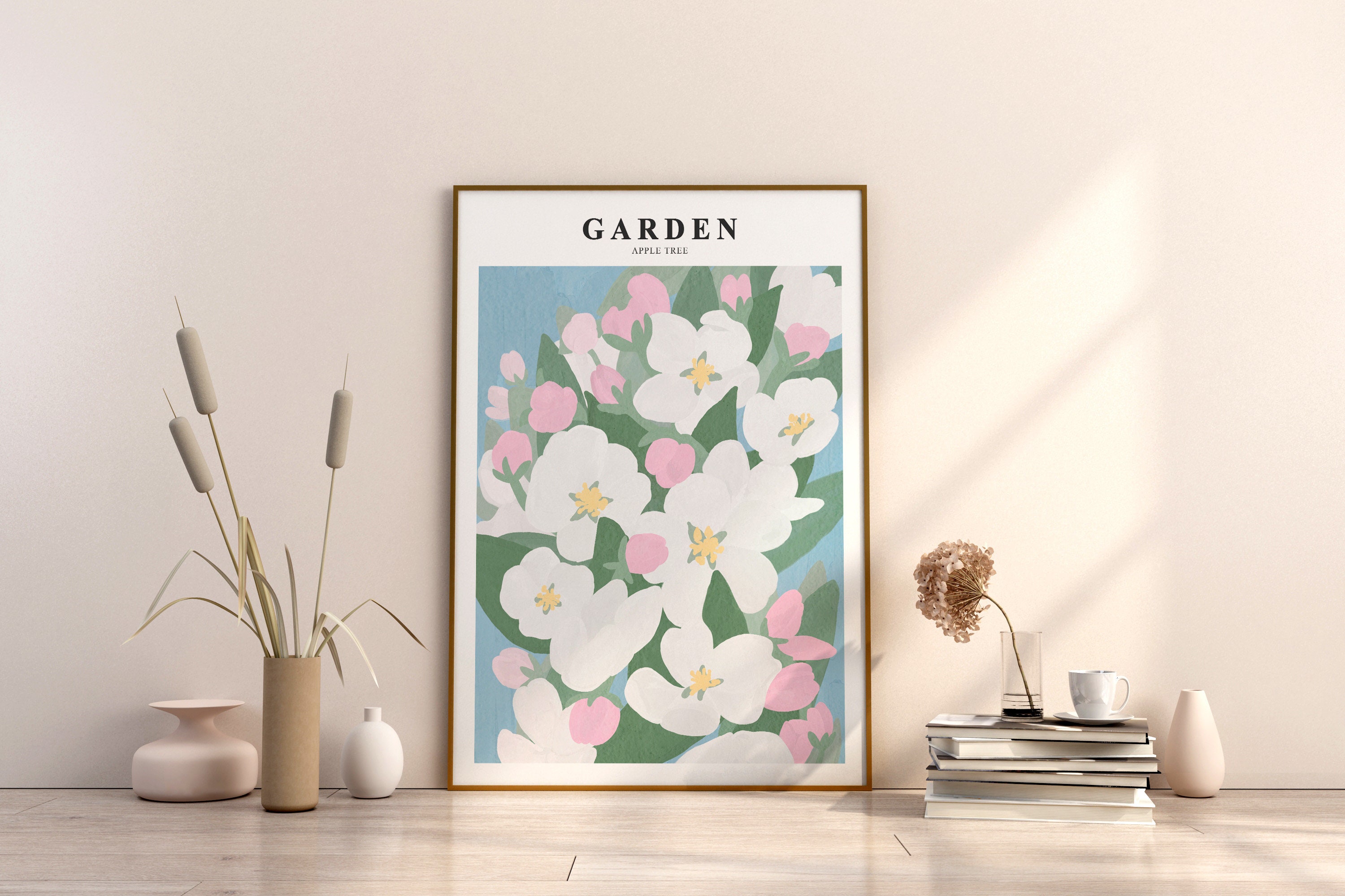 Large Apple Tree Flower Printable Wall Art, Vintage Floral Wall Art ...