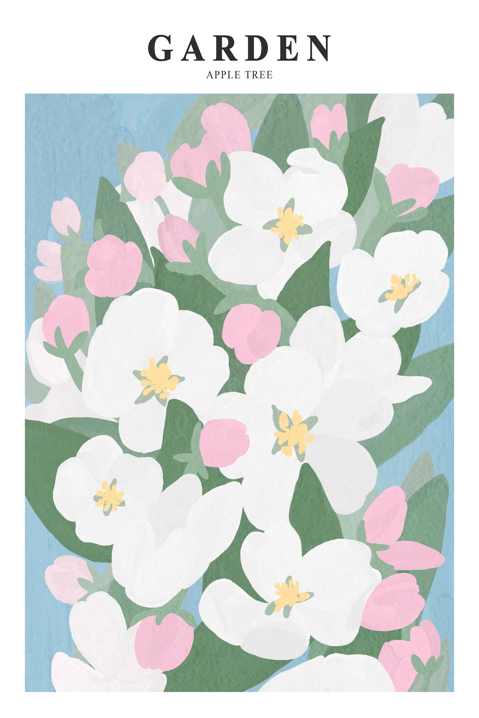 Large Apple Tree Flower Printable Wall Art, Vintage Floral Wall Art ...