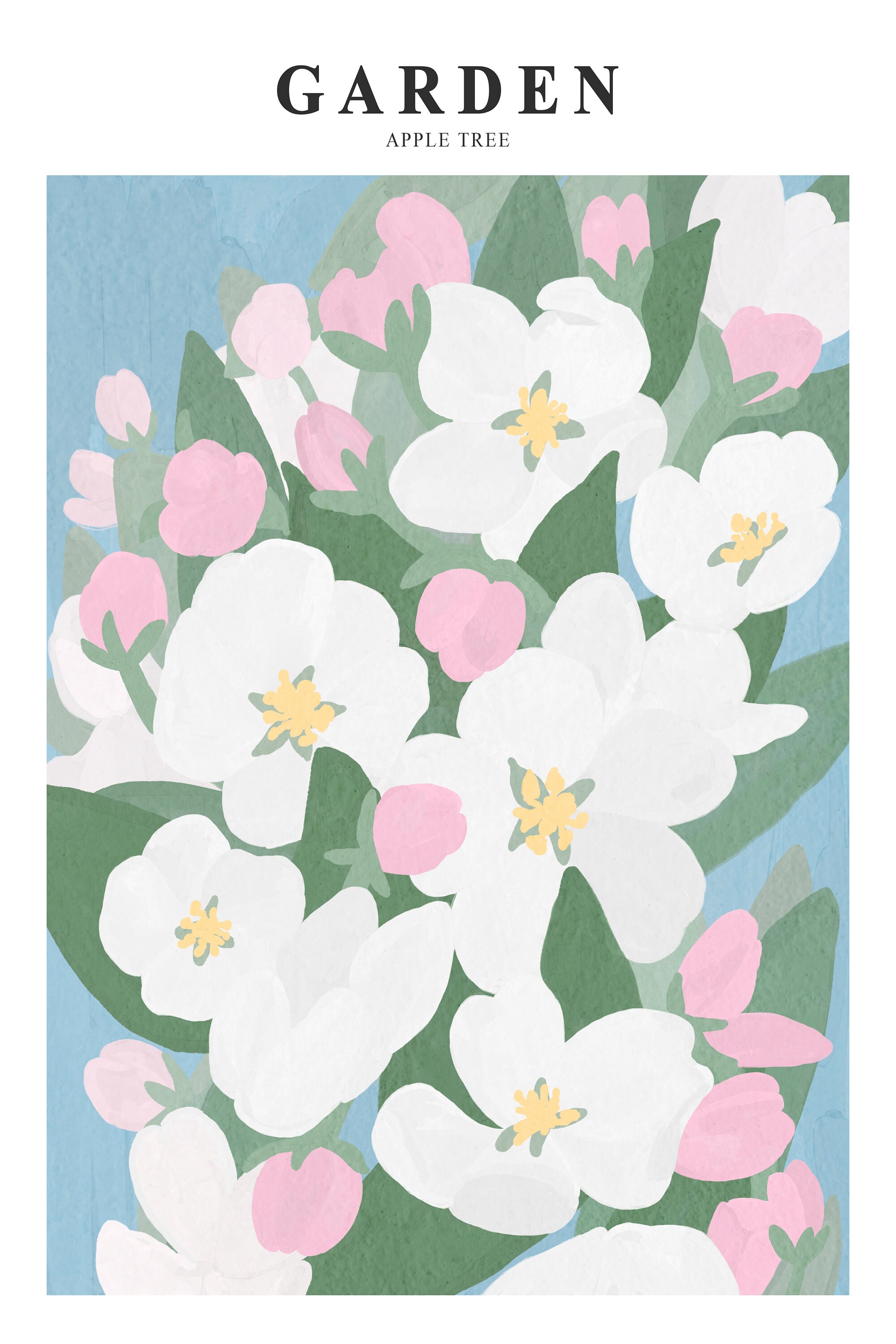 Large Apple Tree Flower Printable Wall Art, Vintage Floral Wall Art ...