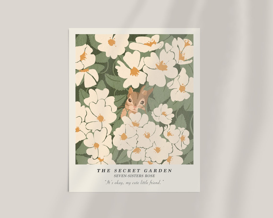 Large White Rose Floral Quote Printable Wall Art, Chipmunk Wall Art ...