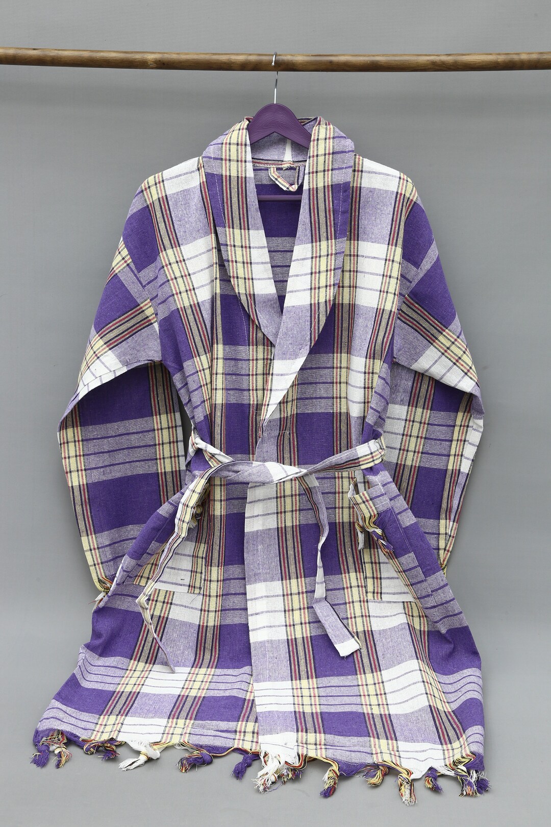 Cotton Robe, Kimono Robe, Turkish Towel Robe, Hammam Bathrobe, Purple ...