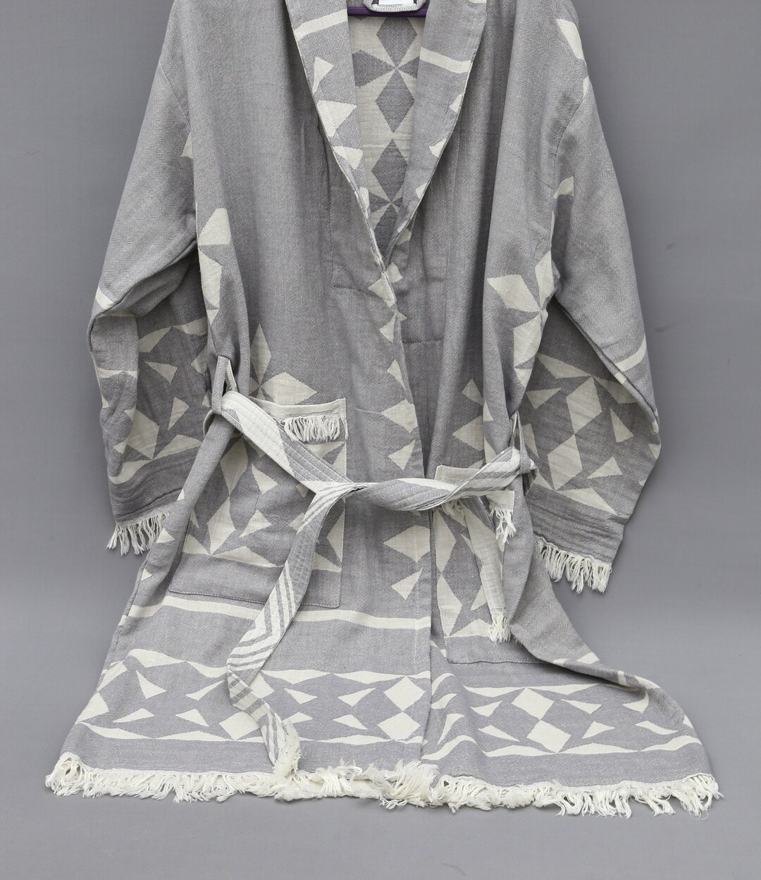 Aztec Design Robe, Personalized Towel Robe, Grey Bathrobe, Hightquality ...