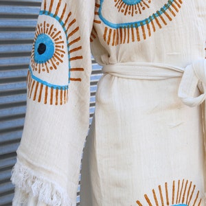 Evil Eye Robe, Turkish Bathrobe, Beach Kimono, Turkish Towel Robe ...