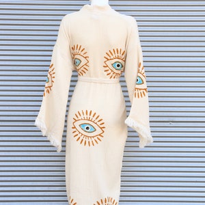 Evil Eye Bathrobe, Turkish Towel Robe, Beach Kimono, Bridal Robes ...