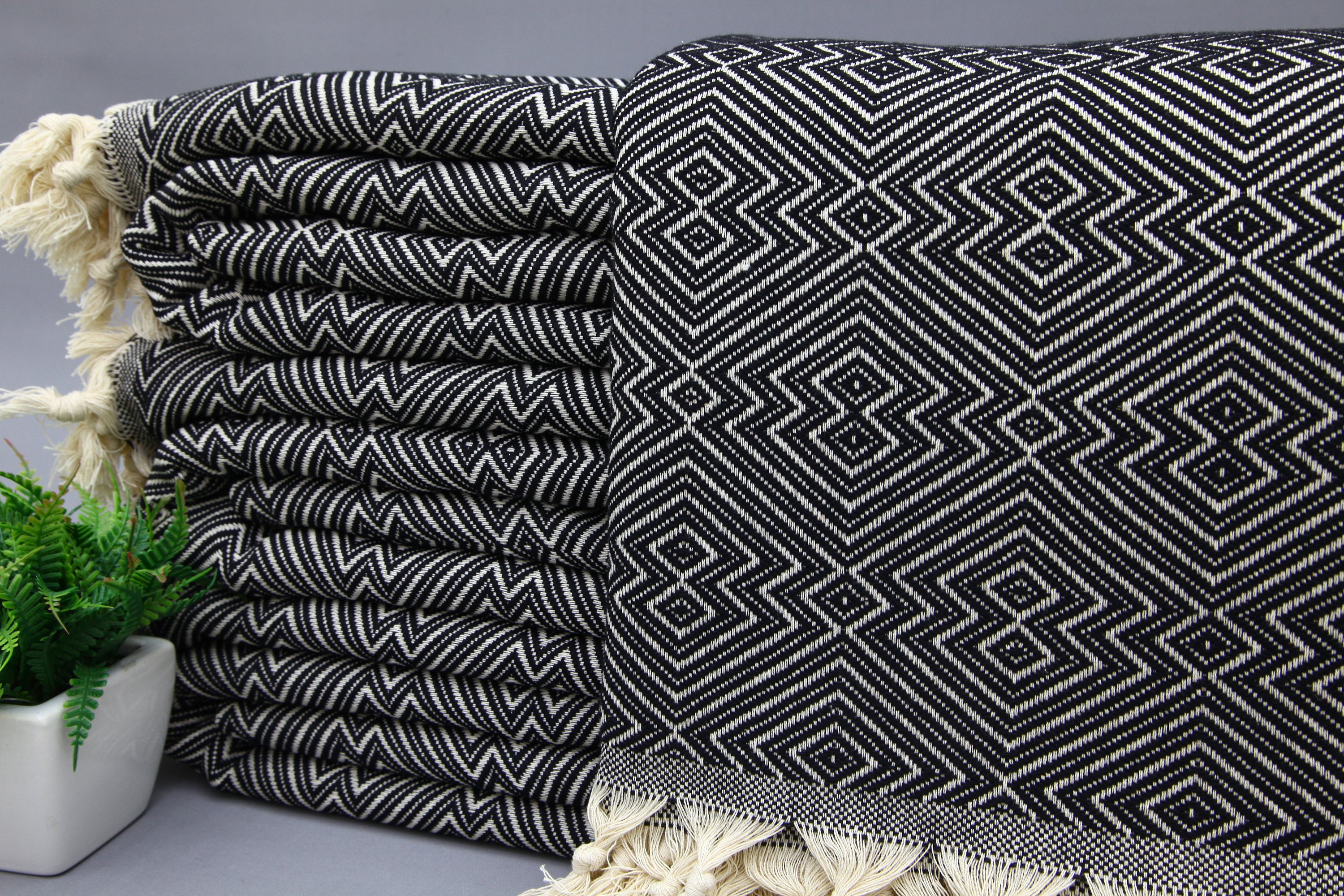 Turkish Blanket-cotton Bed Cover-wholesale Bedspread-black Bed - Etsy
