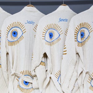 Evil Eye Robe, Turkish Bathrobe, Beach Kimono, Turkish Towel Robe ...