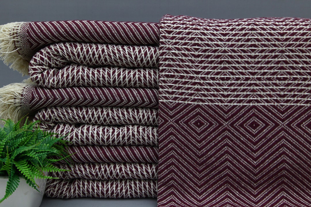Turkish Blanket-burgundy Blanket-throw Bedspread-67''x79''-design ...
