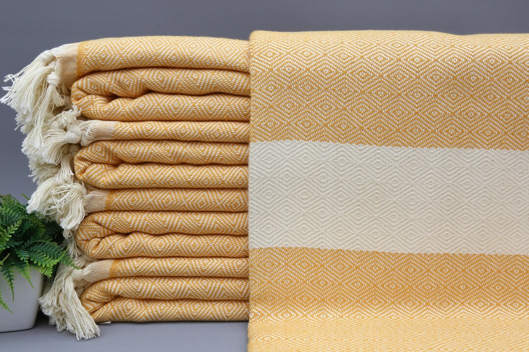 Turkish Blanket-diamond Blanket-''79x95''throw Blankets-mustard Sofa ...