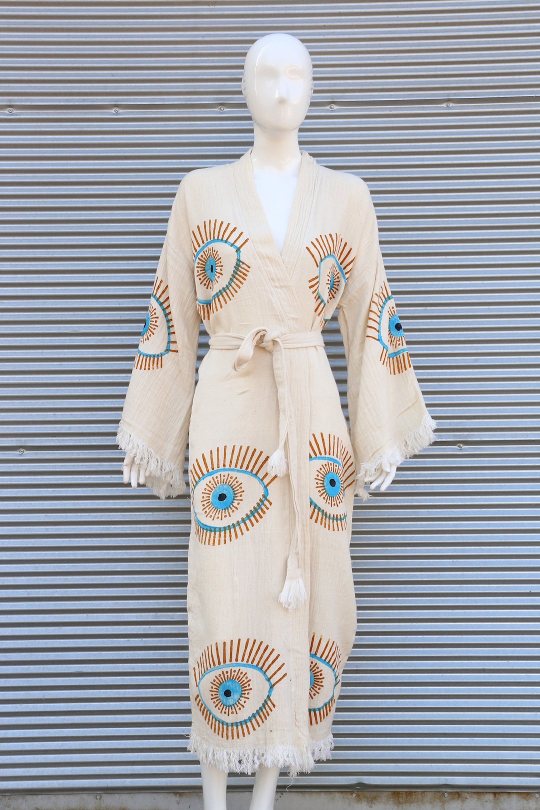 Evil Eye Robe, Turkish Bathrobe, Beach Kimono, Turkish Towel Robe ...