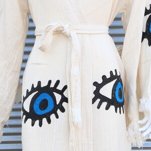 Evil Eye Soft Kimono, Turkish Bathrobe, Turkish Towel Robe, Organic ...