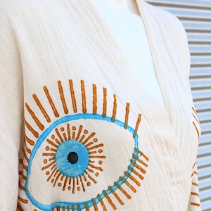 Evil Eye Robe, Turkish Bathrobe, Beach Kimono, Turkish Towel Robe ...