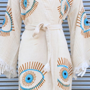 Evil Eye Robe, Turkish Bathrobe, Beach Kimono, Turkish Towel Robe ...