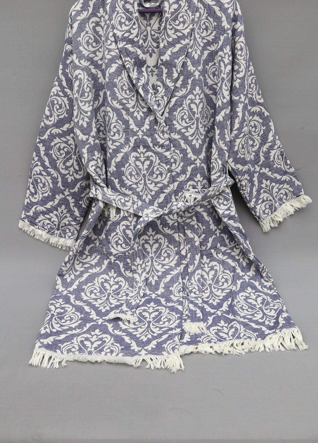Navy Blue Beach Robe, Ethnic Soft Bathrobe, Turkish Cotton Bathrobe ...