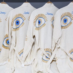 Evil Eye Robe, Turkish Bathrobe, Beach Kimono, Turkish Towel Robe ...