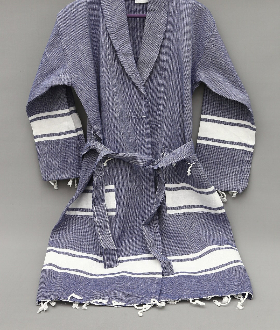 Turkish Robe, Authentic Morning Gown, Gifts for Man, Navy Blue Bathrobe ...