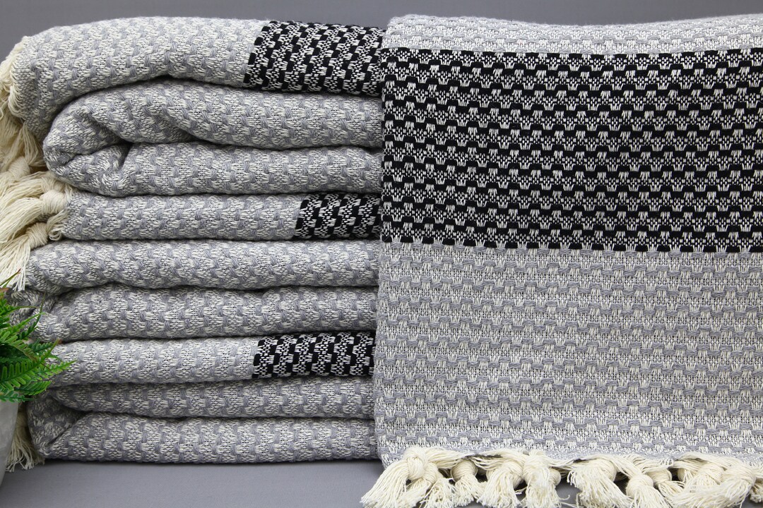 Turkish Blanket-cozy Bed Cover-bulk Bed Cover-gray Bedspread-79''x91 ...