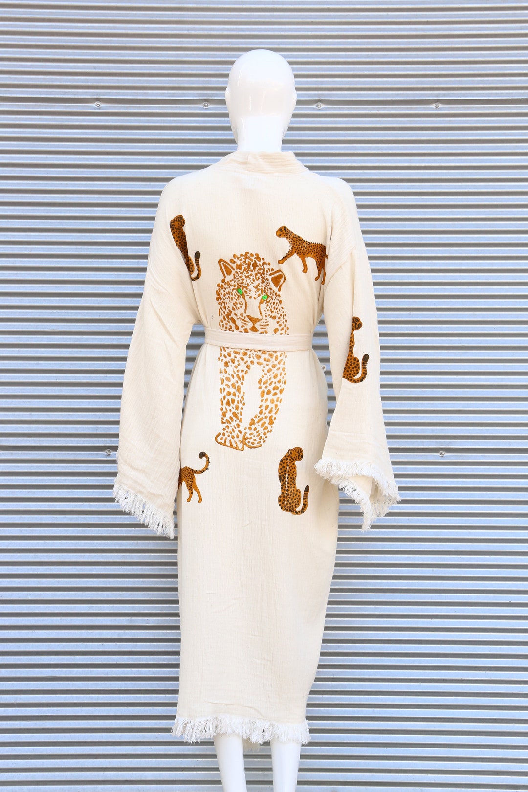 Tiger Design Kimono, Girls Trip Gift, Turkish Towel Robe, Beach Wear ...