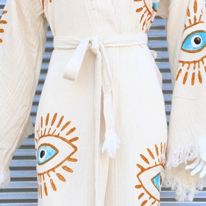 Evil Eye Bathrobe, Turkish Towel Robe, Beach Kimono, Bridal Robes ...